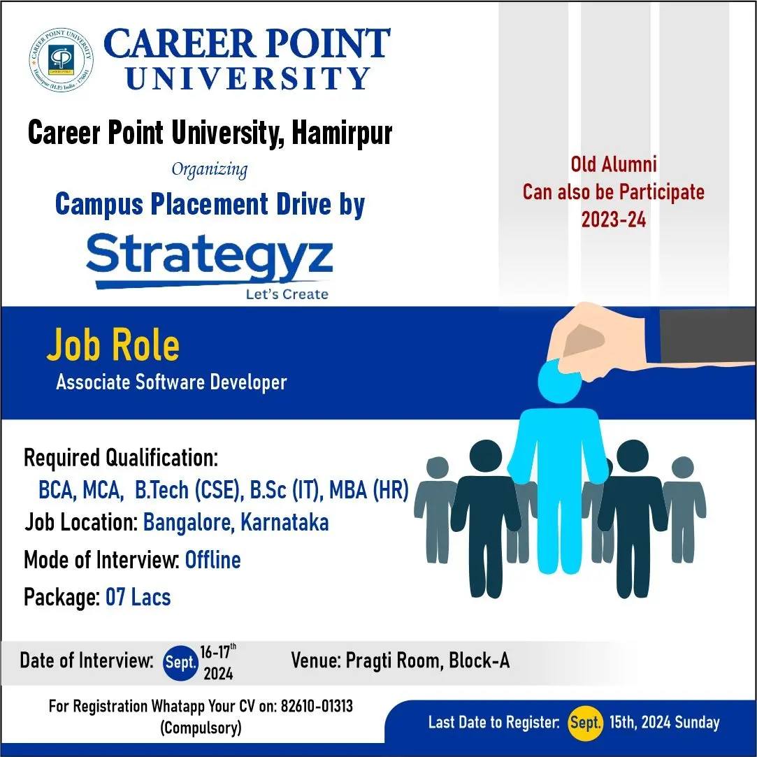 Career Point University, Hamirpur: Campus Placement Drive by Strategyz ...